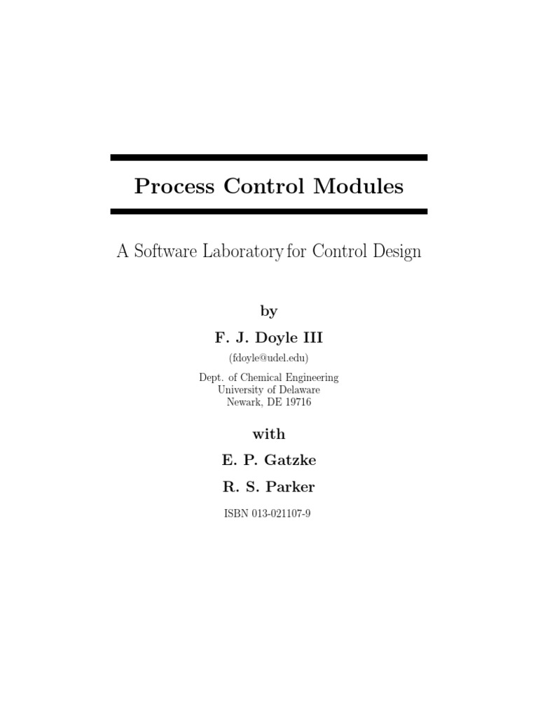 A Software Laboratory for Control Design: An Introduction to Process Control Modules (PCM) | PDF ...