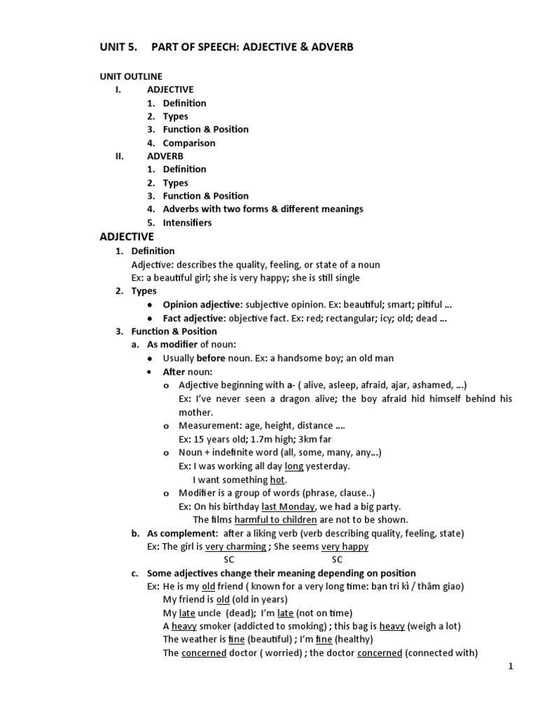 Grammar Unit 5 | PDF | Adverb | Adjective