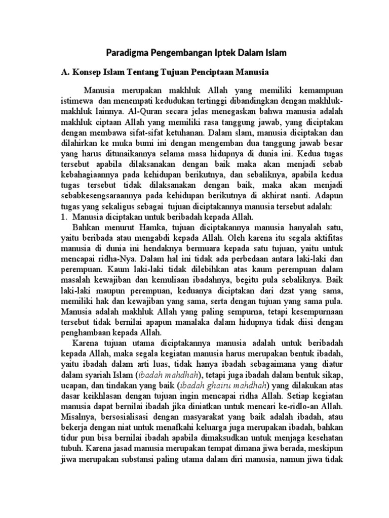 Paradigma Pengembangan Iptek Dalam Islam | PDF