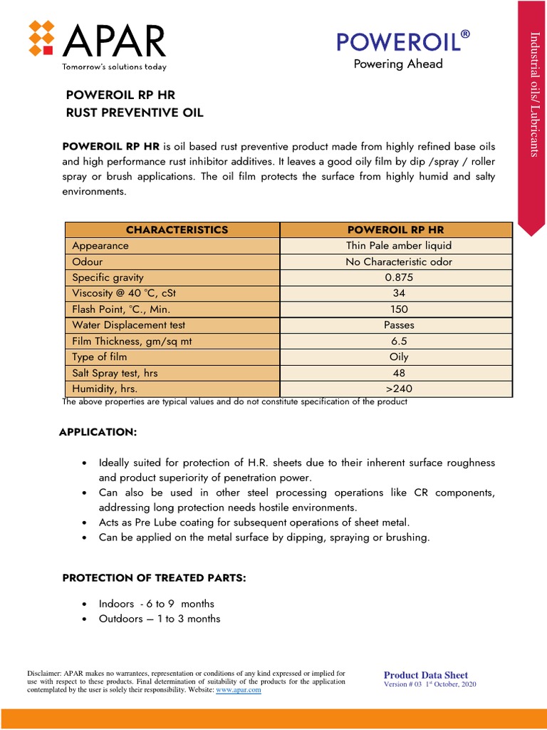 PDS Poweroil RP HR PDF | Download Free PDF | Rust | Viscosity