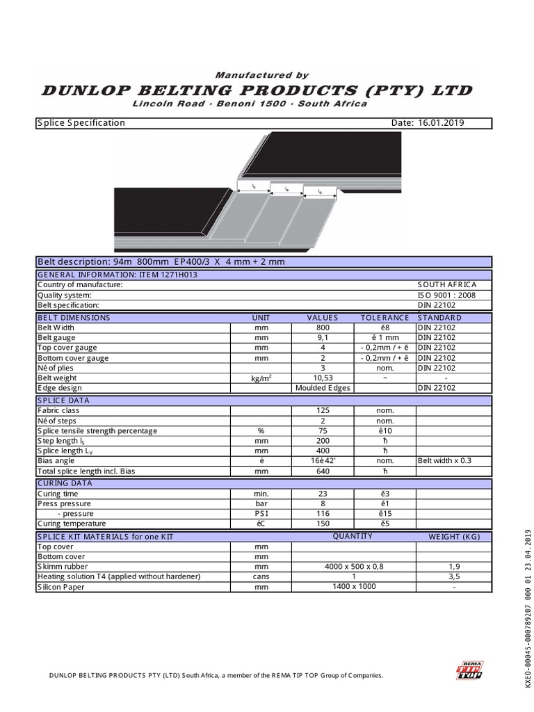 Belt Specification | PDF | Belt (Mechanical) | Wear