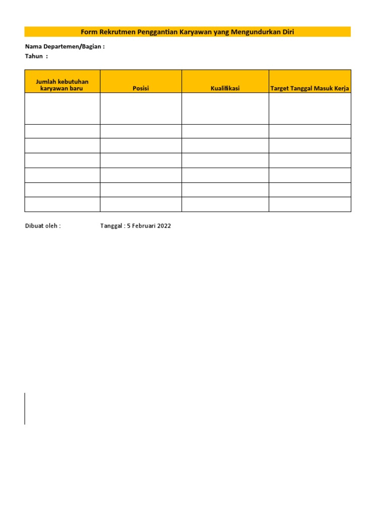 Form 03 - Rekrutmen Penggantian Karyawan Yang Mengundurkan Diri | PDF