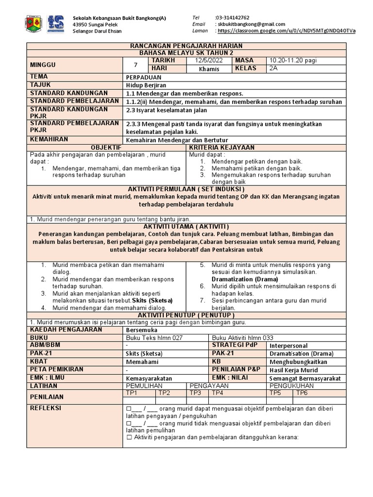 RPH Minggu 6 BM THN 2 by Cikgu Gorgeous | PDF