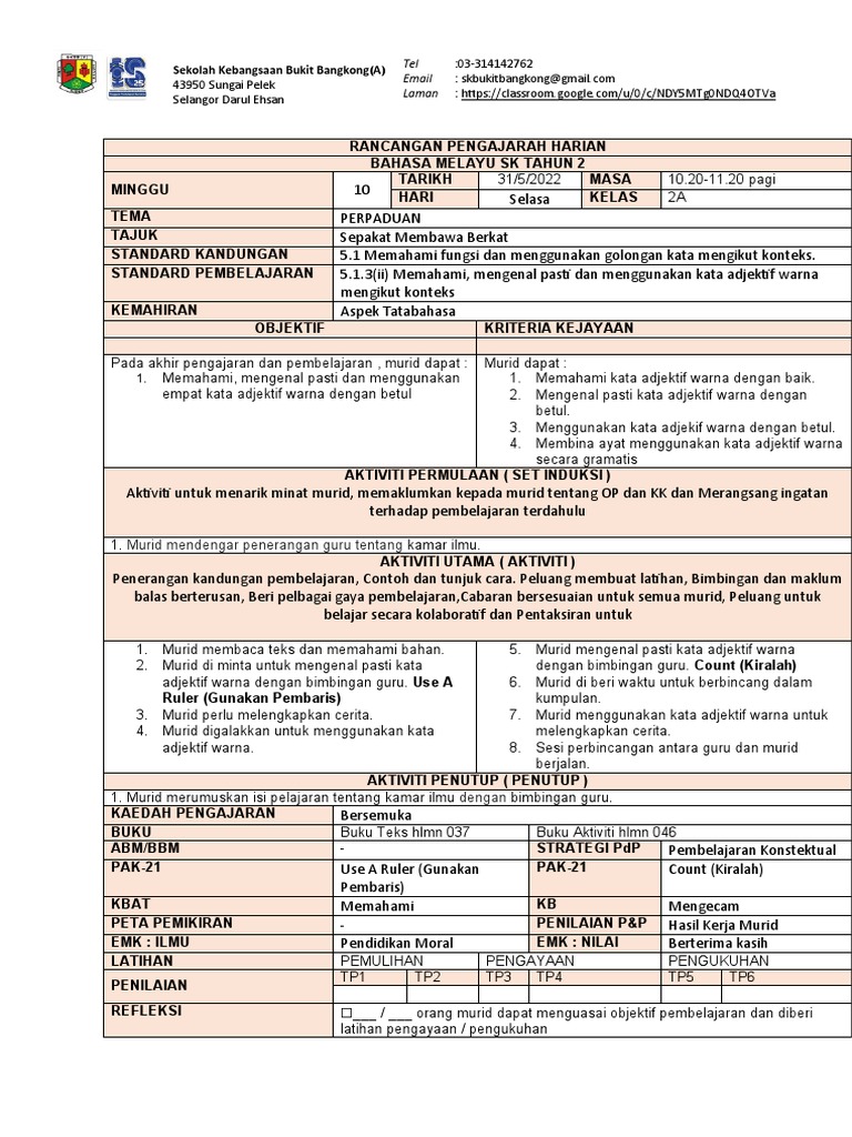 RPH Minggu 10 BM THN 2 by Cikgu Gorgeous | PDF