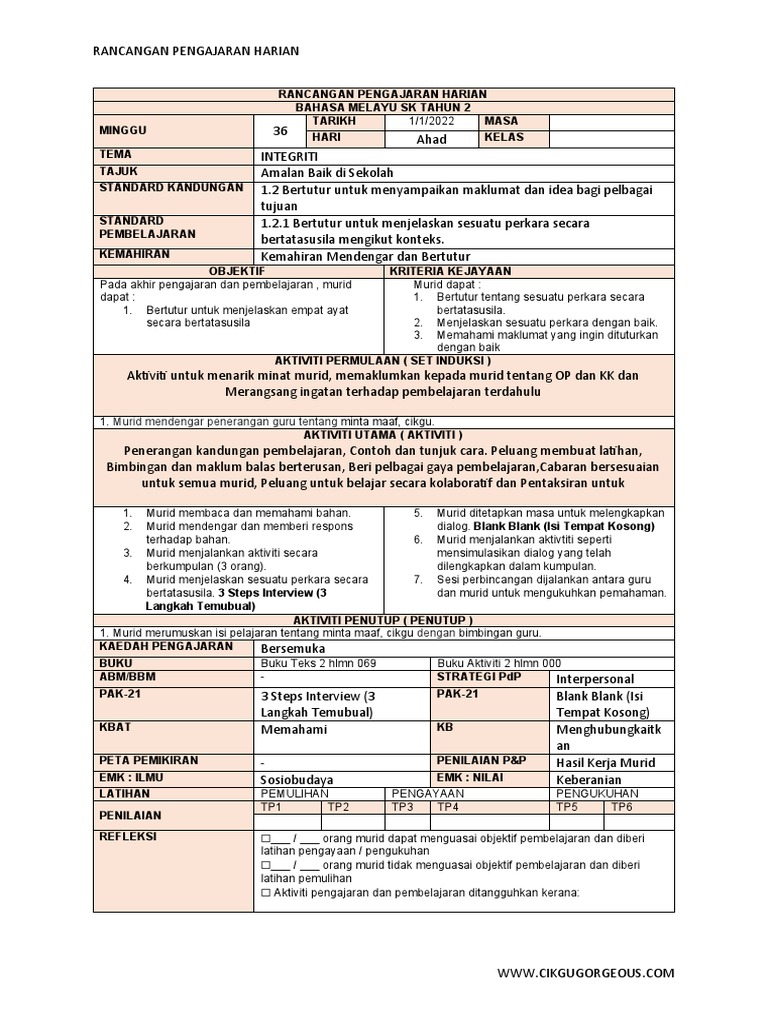 RPH Minggu 37 BM THN 2 by Cikgu Gorgeous | PDF