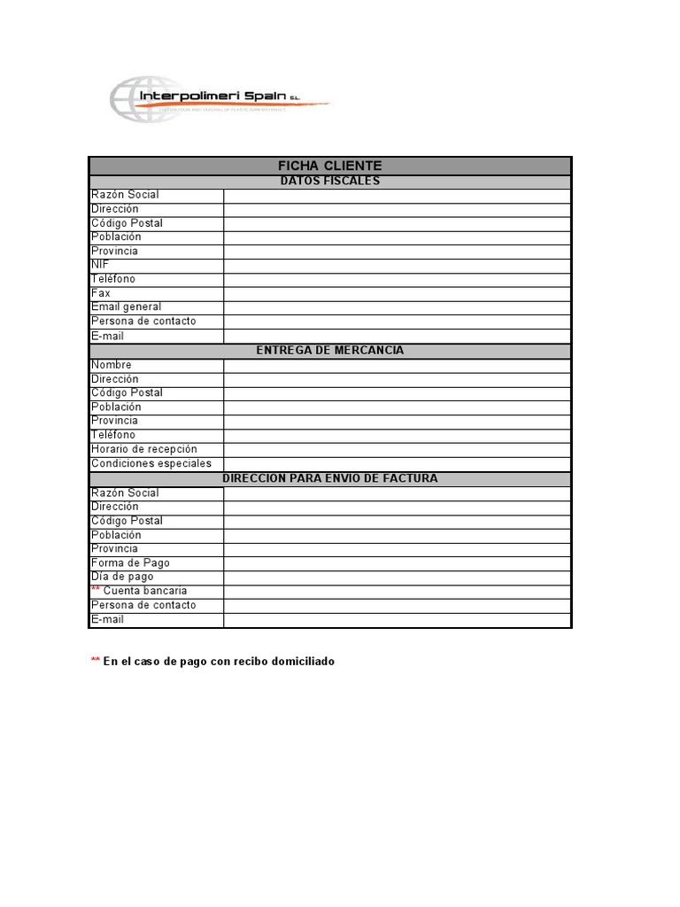 Plantilla Ficha Cliente | PDF
