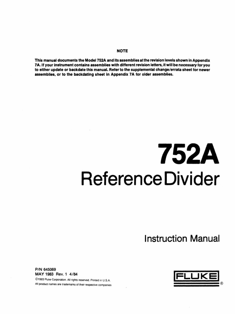 Fluke 752A Manual Rev1 1993 PDF | PDF