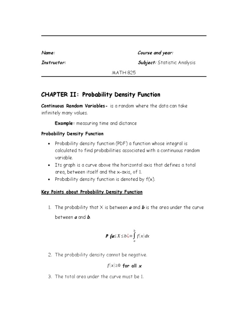 Probability Density Function Sample Report | PDF | Probability Density Function | Function ...