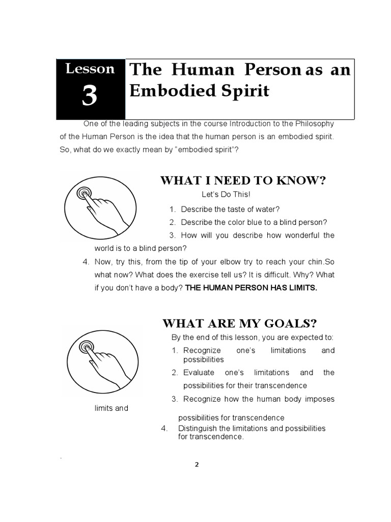 Toaz - Info Module 3 Introphilo11 q1 Mod3 The Human Person As An Embodied Spirit Version 3p PR ...