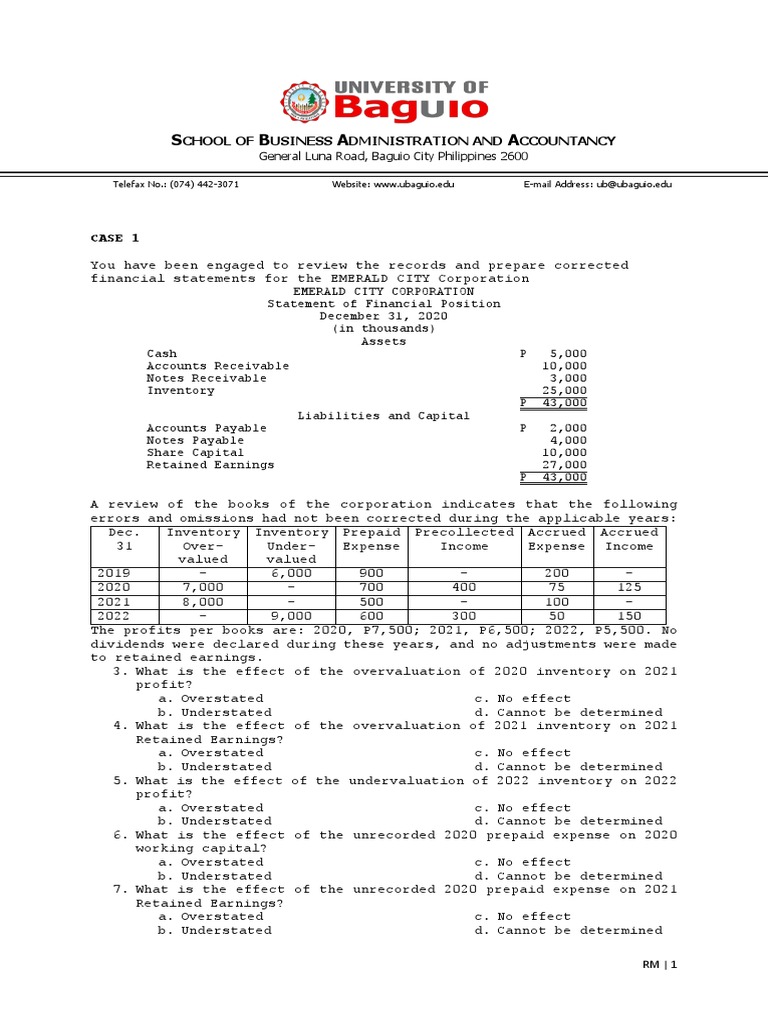 Correction of Errors Quiz | PDF | Valuation (Finance) | Retained Earnings