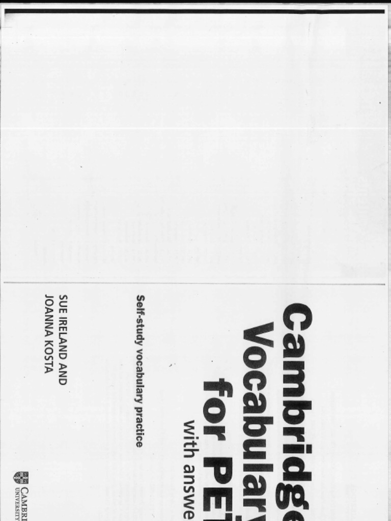 Cambridge Vocabulary For Pet With Answer | PDF