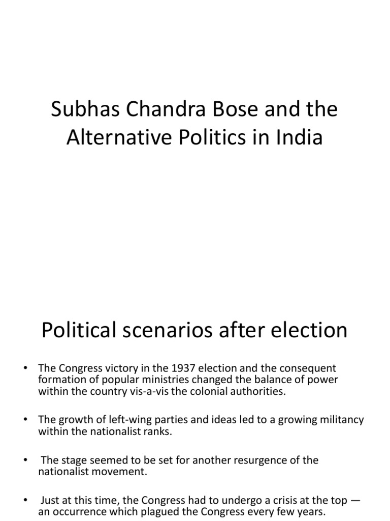 Subhas Chandra Bose and The Alternative Politics in | PDF | Indian ...