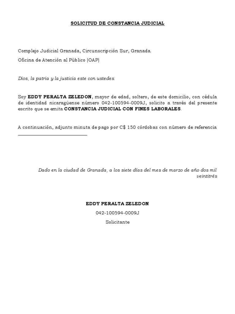 Solicitud de Constancia Judicial | PDF
