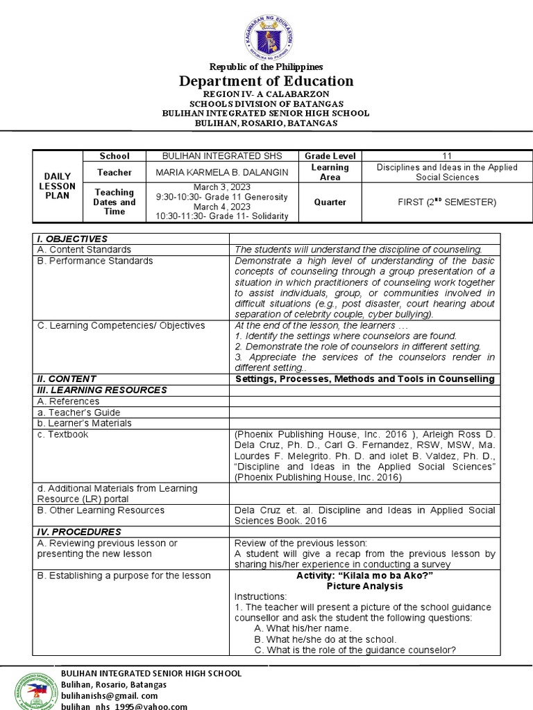 The Role of Counselors in Different Settings: A Lesson Plan for ...