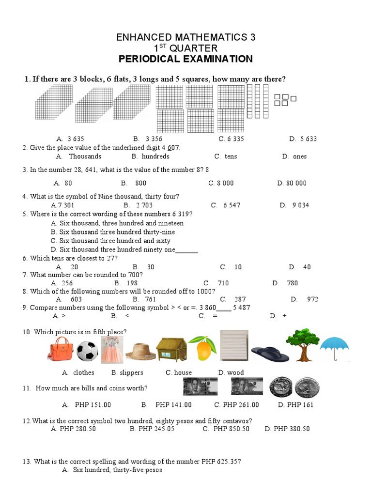 PT - Math 3 - Q1 | PDF | Subtraction | Cognition