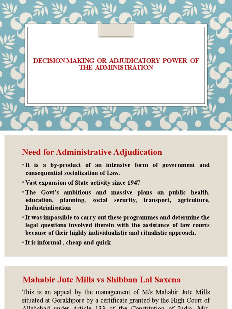 Adjudicatory Power of The Administration | PDF | Precedent | Adjudication