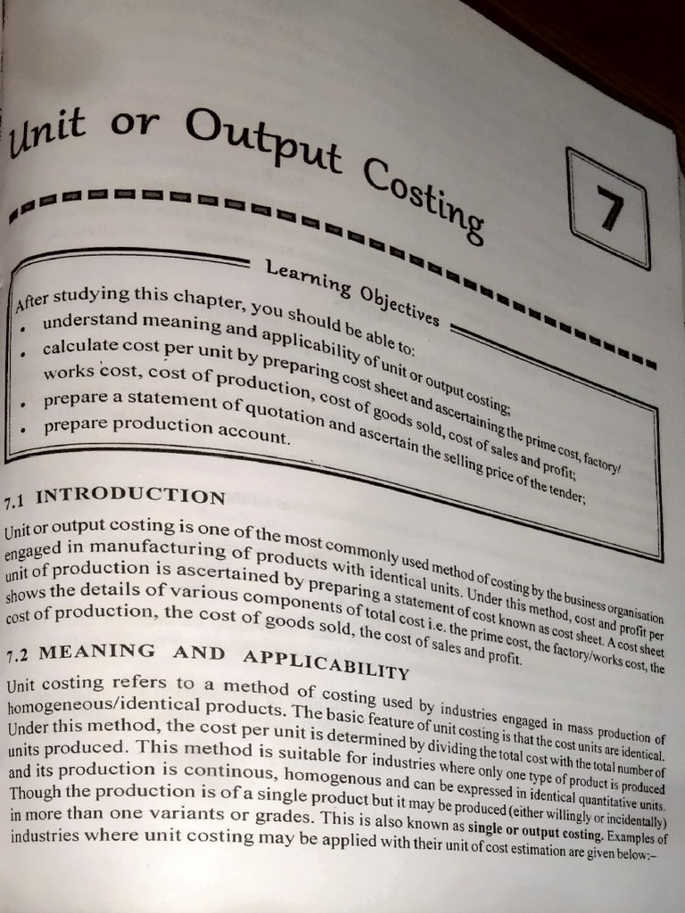 Unit or Output Costing | PDF