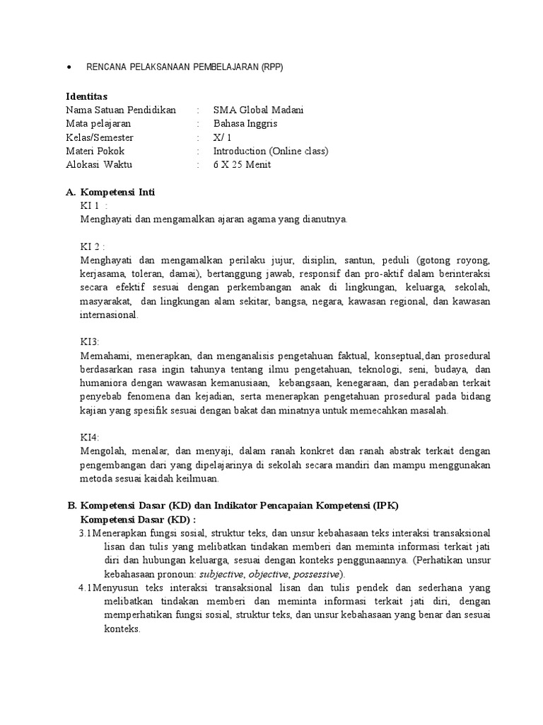 RPP 3.1 | PDF | Sains & Matematika
