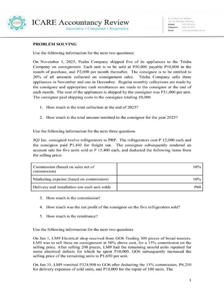 iCARE Consignment PDF | PDF