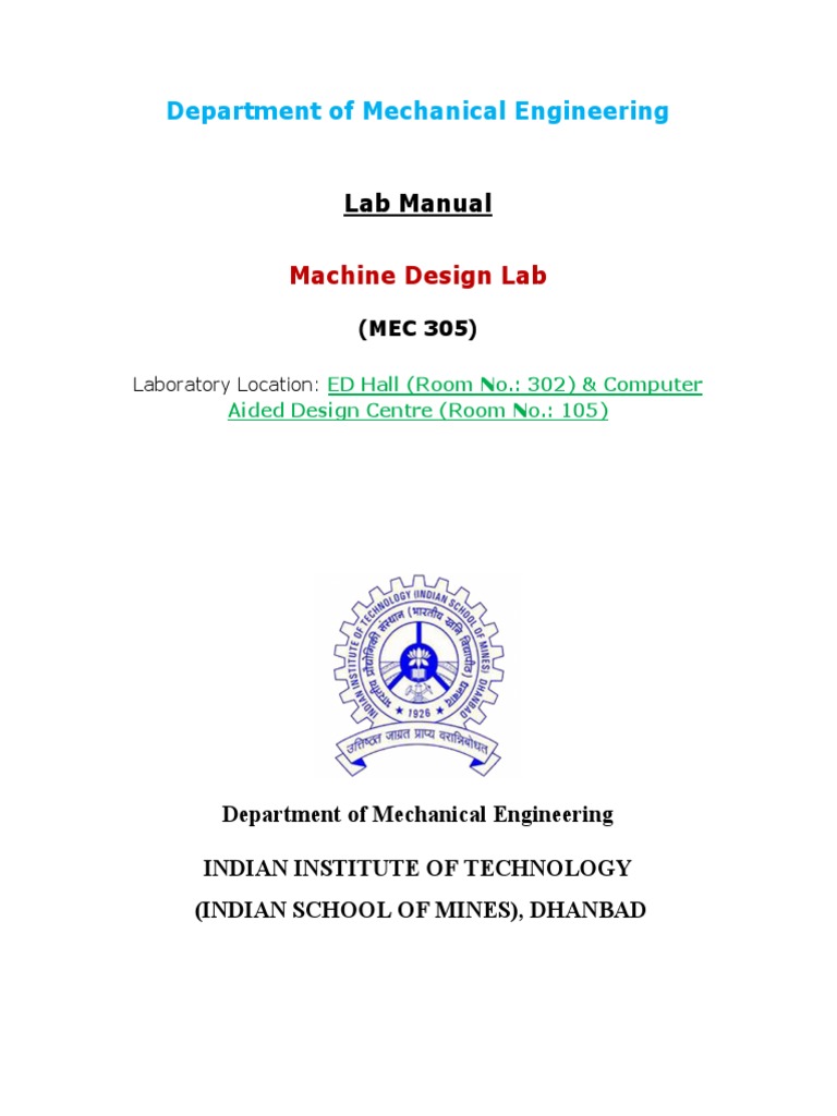 MEC 305 Machine Design Lab GEAR PDF | PDF | Brake | Clutch