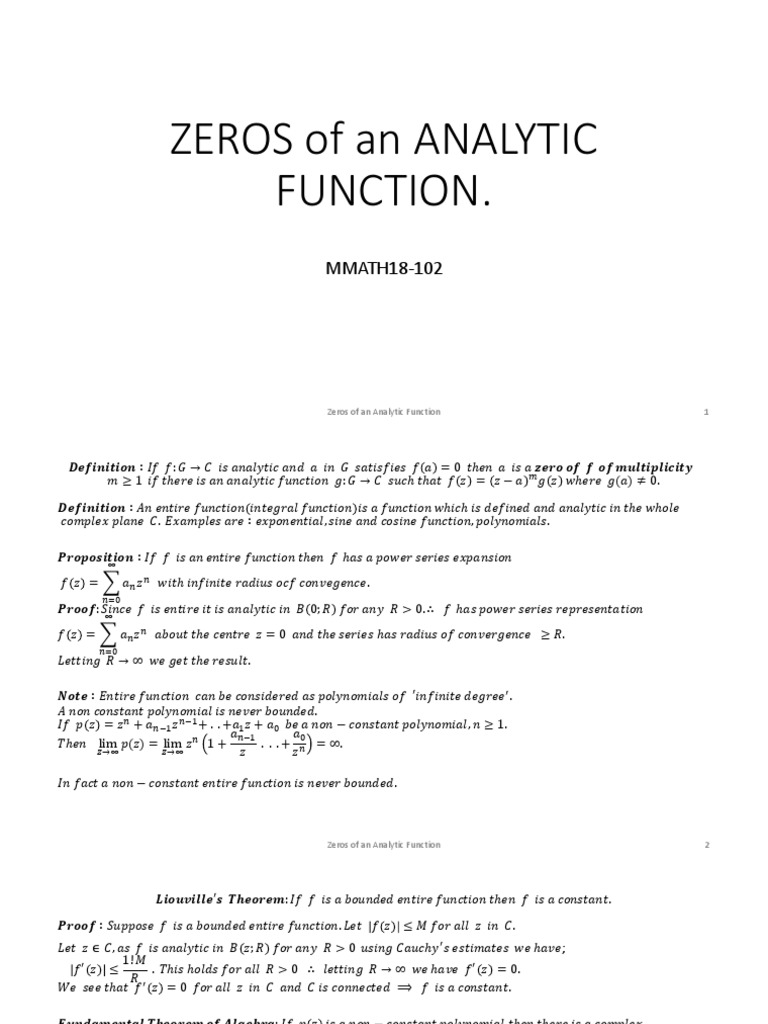06-Zeros of An Analytic Function. | PDF | Calculus | Rates