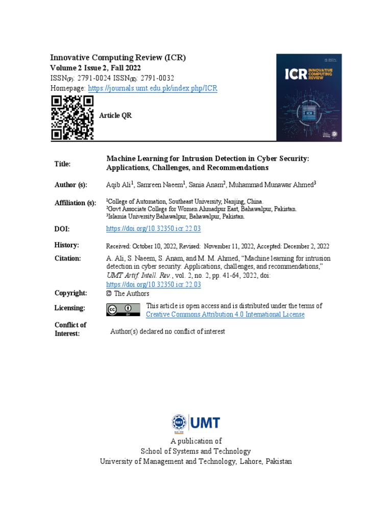 Machine Learning For Intrusion Detection in Cyber Security ... Machine Learning For Intrusion Detection in Cyber Security ...