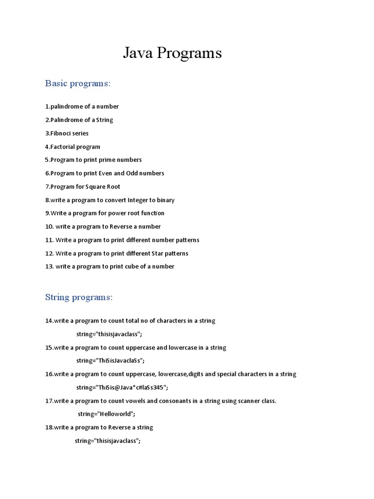 Java Programs | Download Free PDF | String (Computer Science) | Computer Data