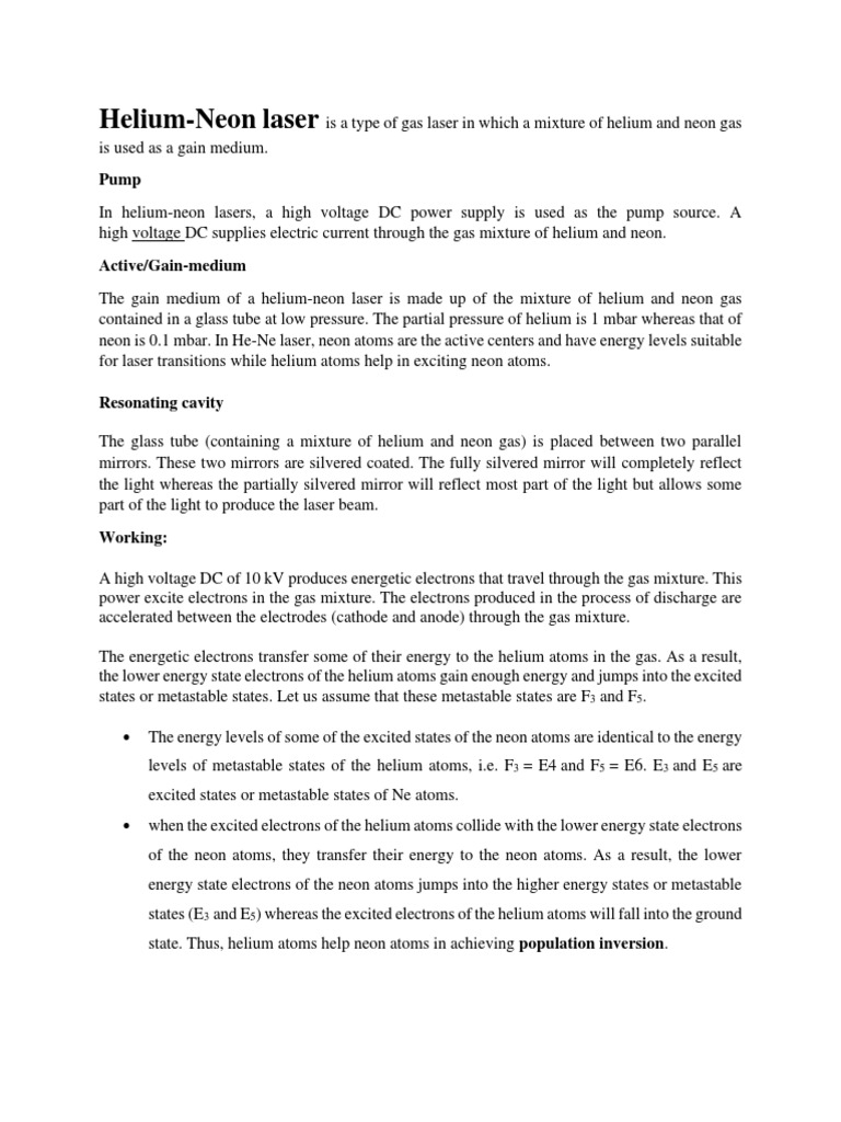 Helium PDF | PDF | Laser | Emission Spectrum