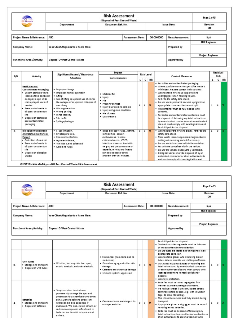 Disposal of Pest Control Waste Risk Assessment | PDF | Electronic Waste ...