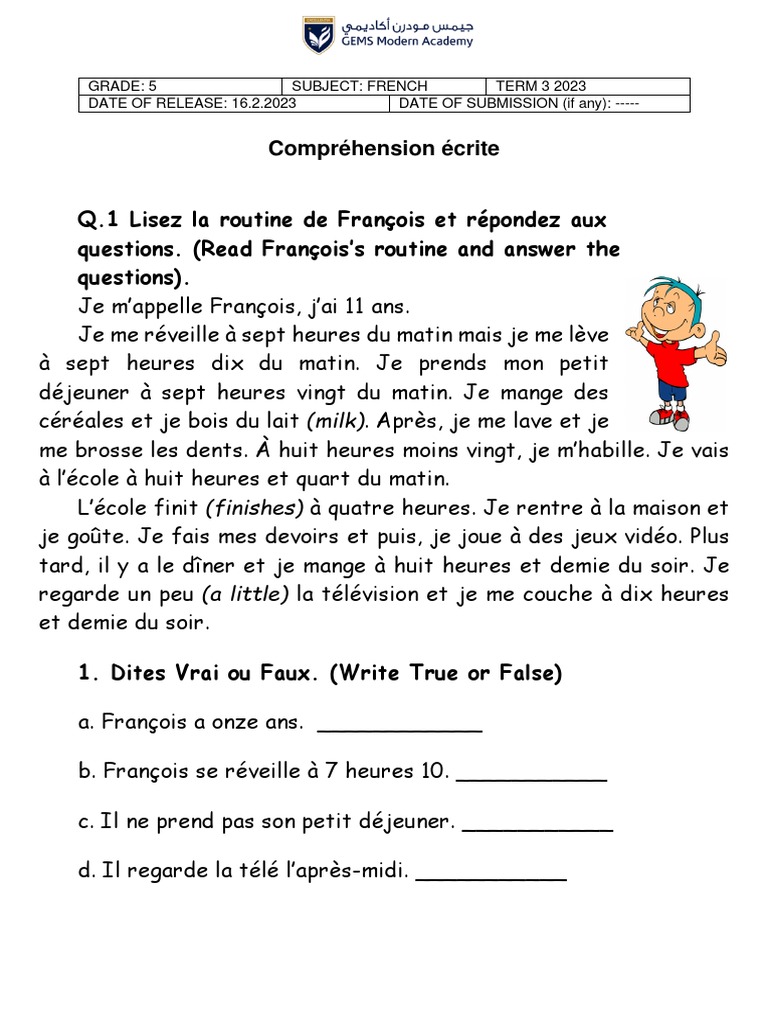 16 February 2023 WORKSHEET Reading Comprehension | PDF | Comportements ...