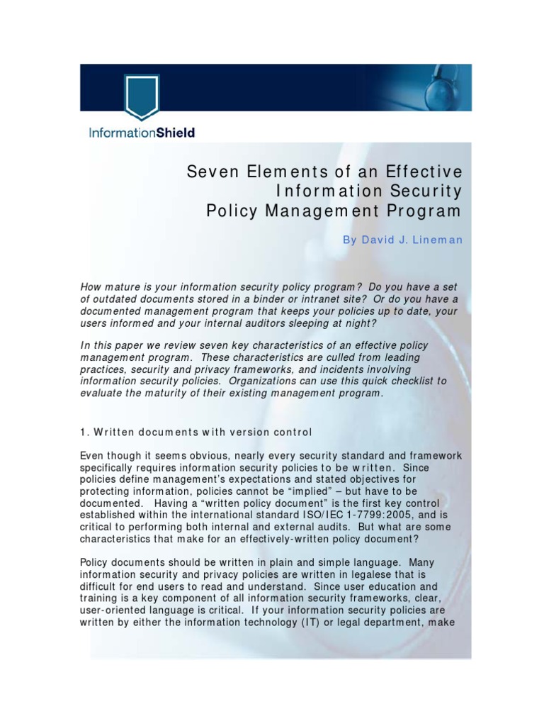 Seven Elements of Effective Policy Management | PDF | Information ...