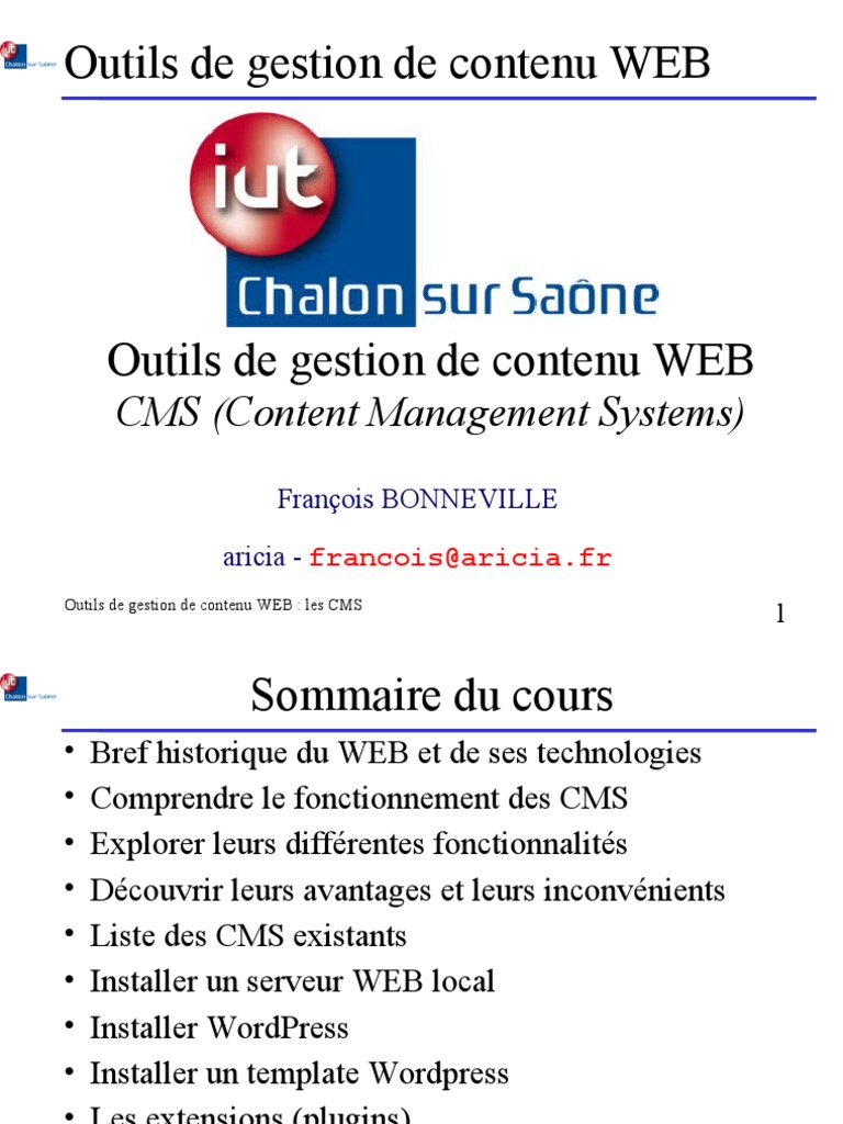 Outils de Gestion de Contenu WEB: CMS (Content Management Systems ...