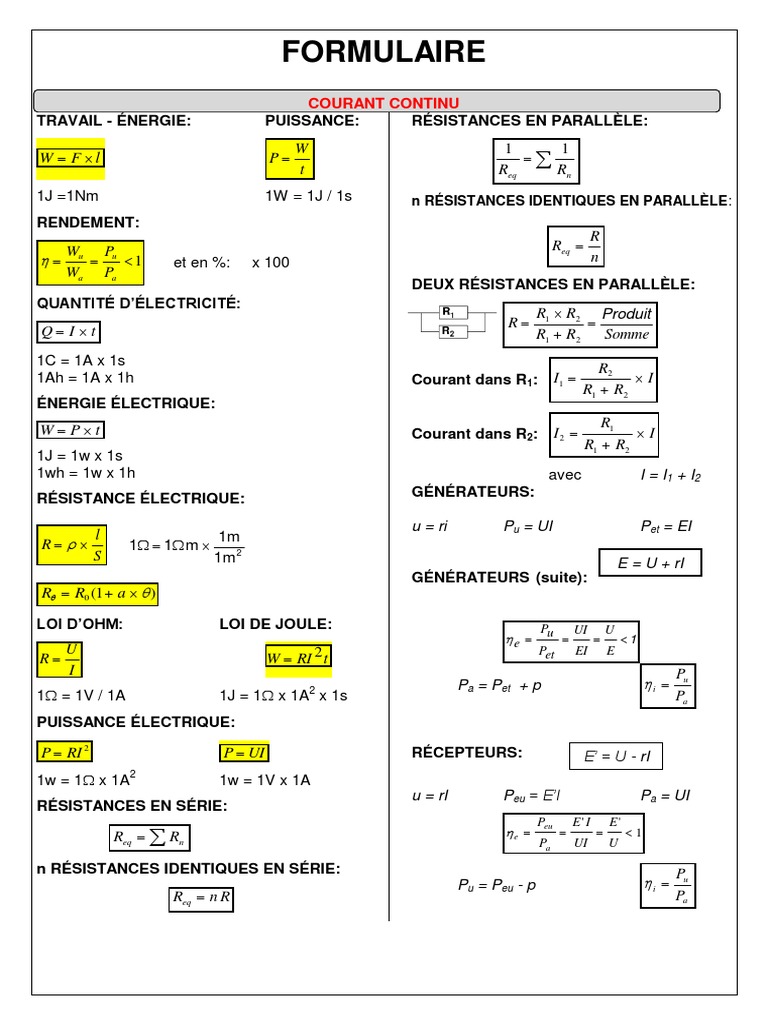 Formulaire D Electrotechnique-1 PDF | PDF | Impédance (électricité) | Courant alternatif