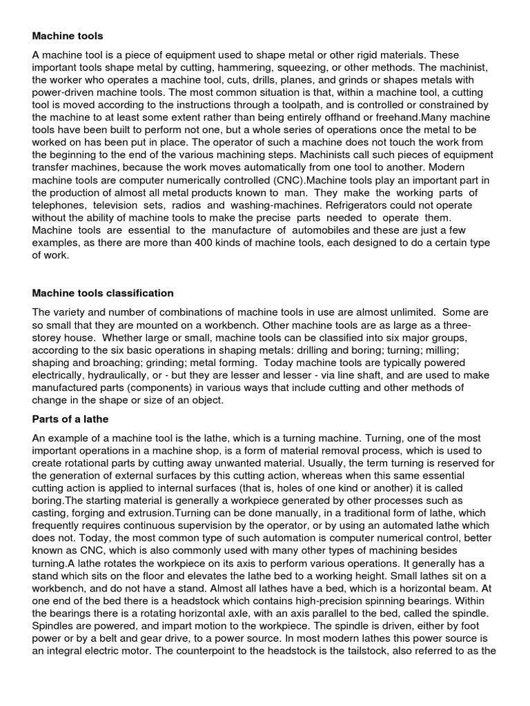 Machine Tools PDF | PDF | Grinding (Abrasive Cutting) | Machining