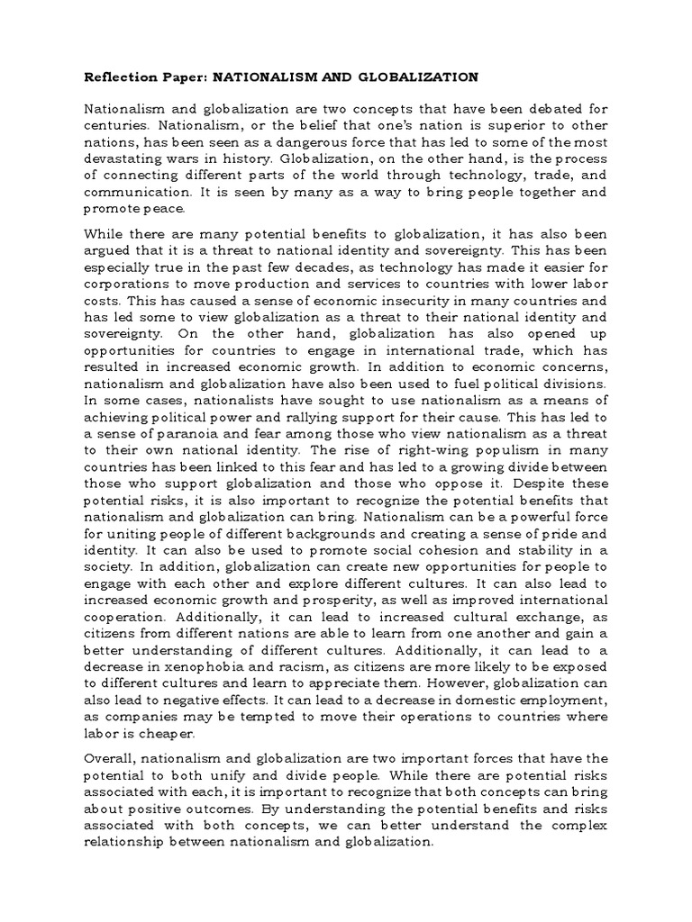Nationalism and Globalization Are Two Concepts That Have Been Debated ...