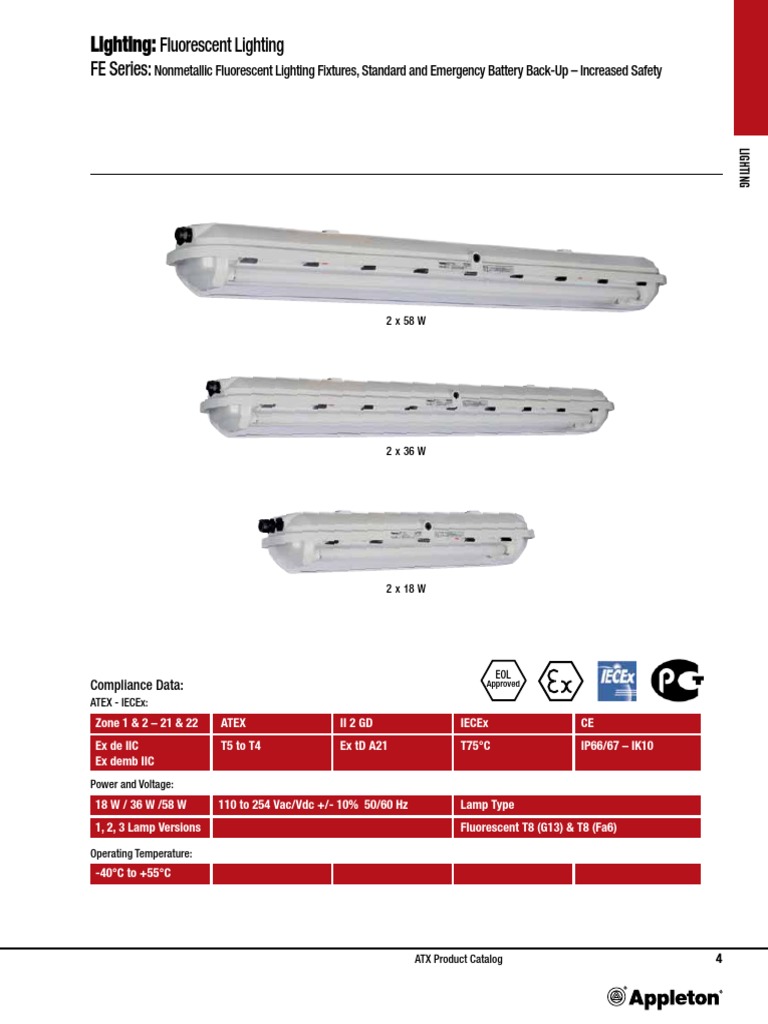 Appleton FEB258BUSN Luminaria Hermetica Ficha Tecnica Catalogo Datasheet | PDF | Lighting ...