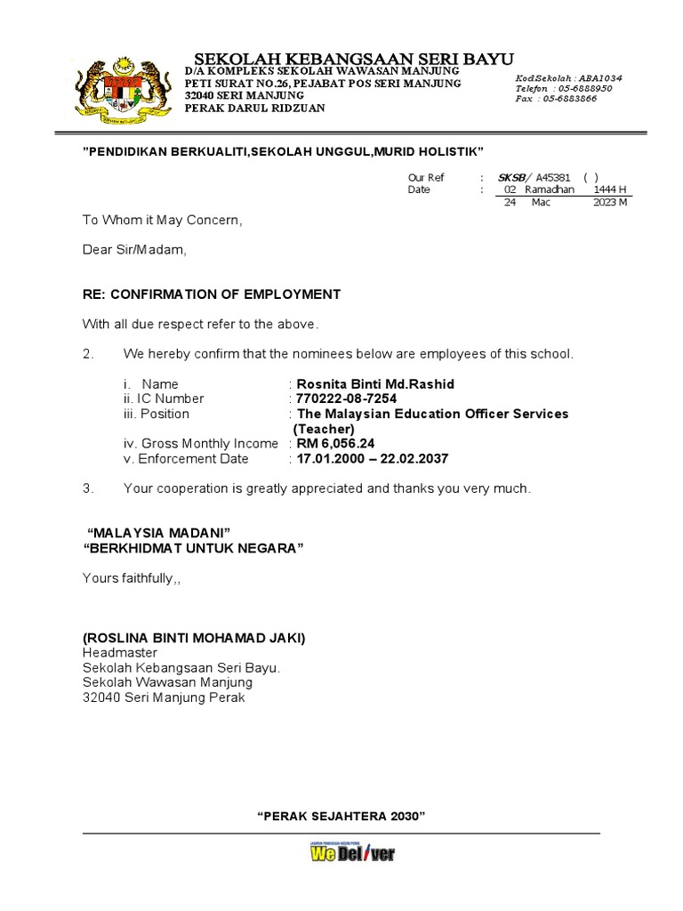 Confirmation of Letter | PDF