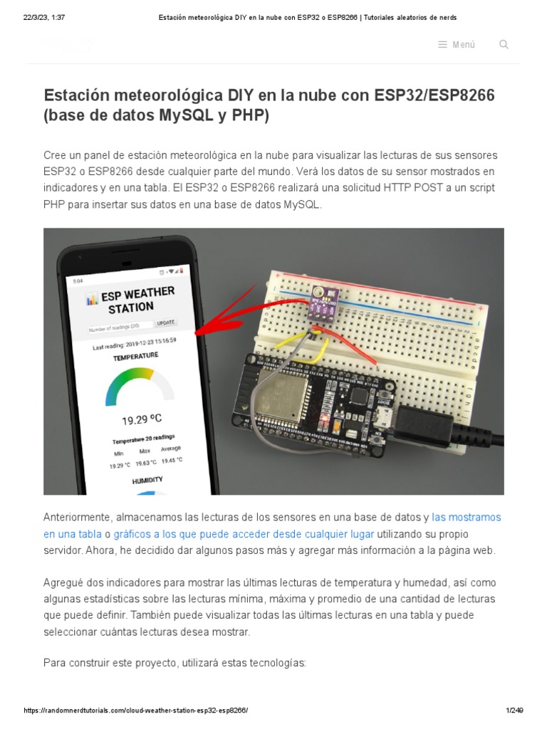 Estación Meteorológica DIY en La Nube Con ESP32 o ESP8266 - Tutoriales Aleatorios de Nerds | PDF ...