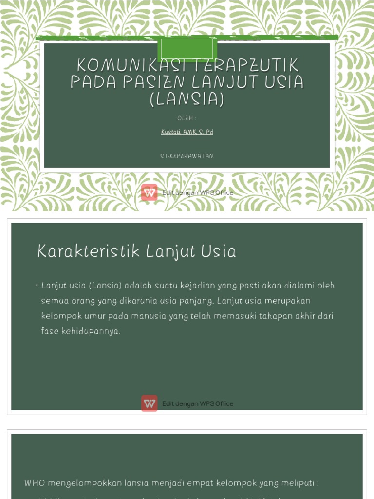 Komunikasi Terapeutik Pada Pasien Lansia | PDF | Pengembangan Diri