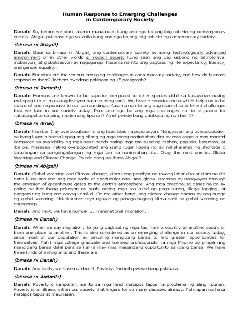 Human Response To Emerging Challenges | PDF