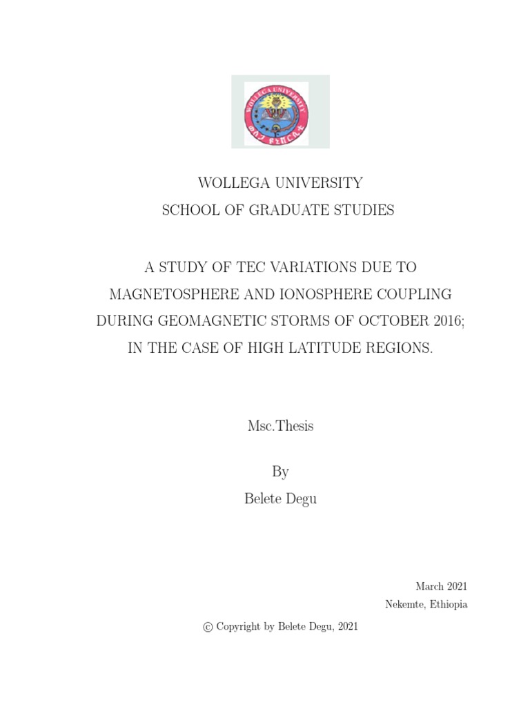 Final MSC - Thesis Belete Degu | PDF | Solar Wind | Ionosphere