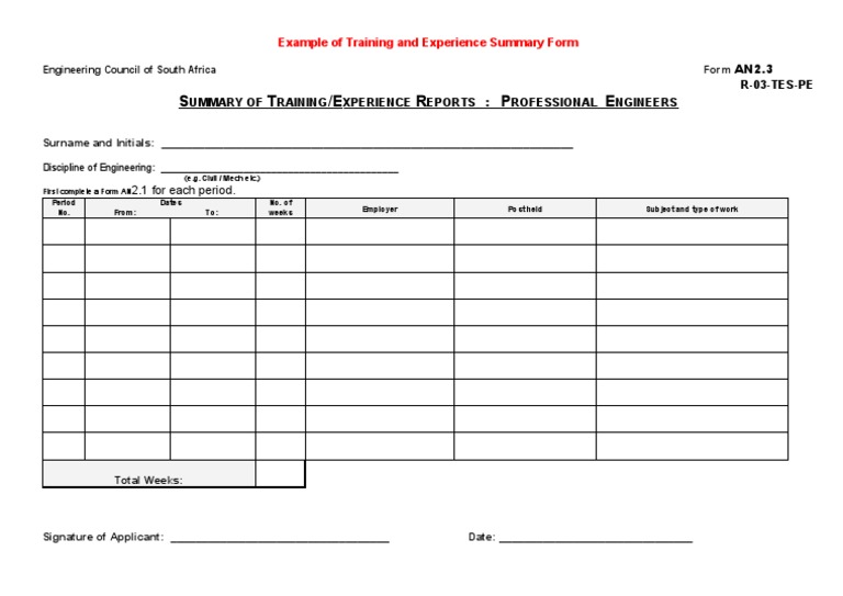 ECSA - AN2.3 Engineer TES Example | PDF