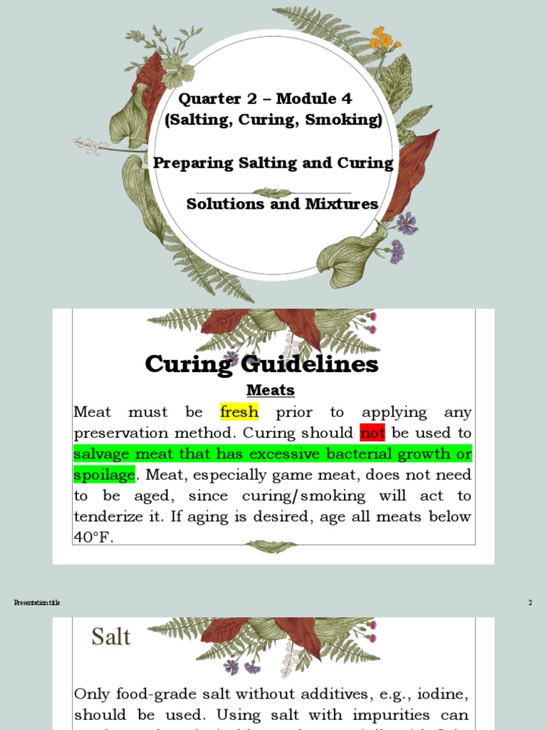 Quarter 2 - Module 4 | PDF | Curing (Food Preservation) | Smoking (Cooking)