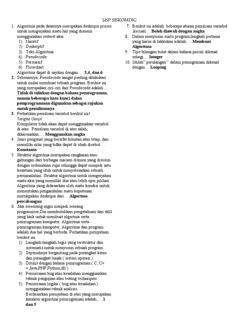 USP Pemograman Dasar | PDF