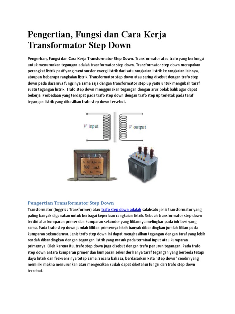 Apa Perbedaan Trafo Step Up Dan Step Down | PDF