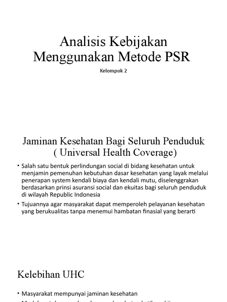 Analisis Kebijakan Menggunakan Metode PSR | PDF
