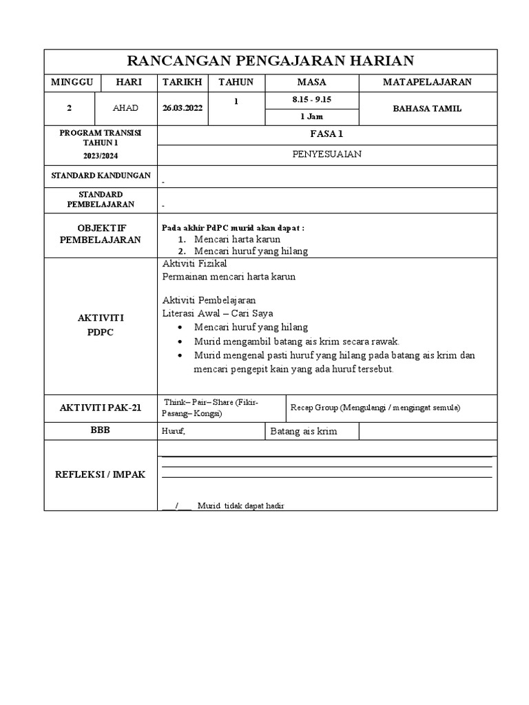 RPH Transisi-2023 EDIT | PDF