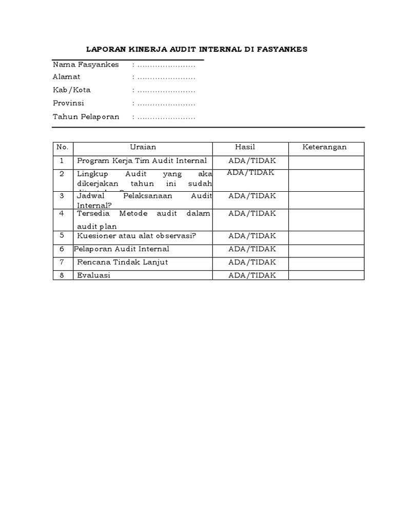 Instrumen Audit Internal.docx | PDF