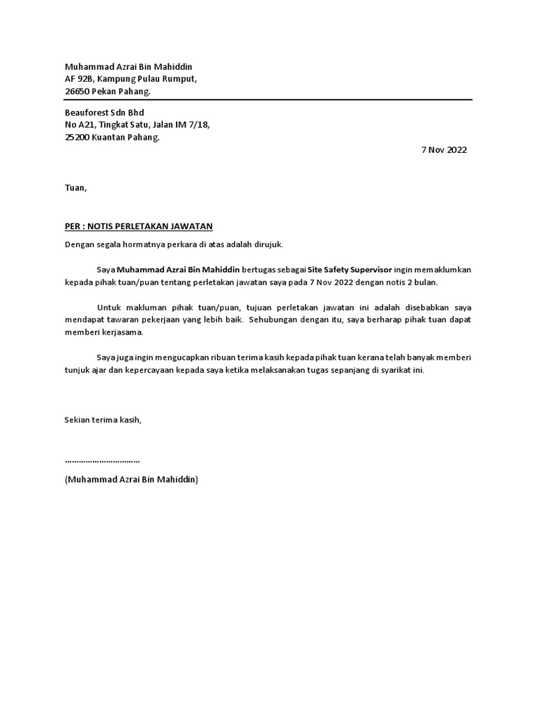 Notis Resign PDF | PDF
