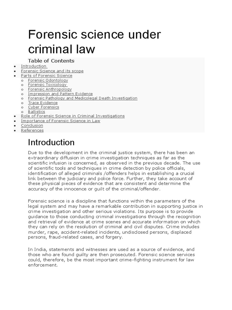 Forensic Science in Criminal Justice | PDF | Forensic Science | Dna ...